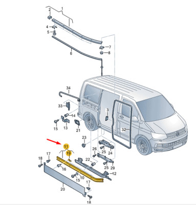 VW TRANSPORTER T6 Sliding Door Centre Left Guide Rail 7E1843871D NEW ...