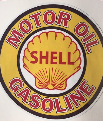 ROUND SHELL OIL GASOLINE SUPER HIGH GLOSS OUTDOOR (4” Round) DECAL ...
