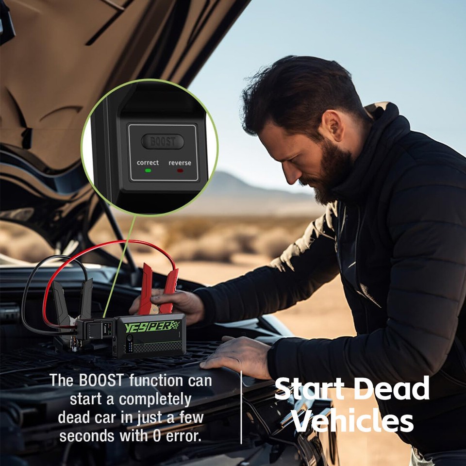 YESPER Mini Motorcycle Battery Jump Starter Portable 1500A Peak For Car ...