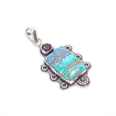 Azurite Amethyst Gemstone Fashion Jewelry 925 Silver Pendant 2.1" ARP ...
