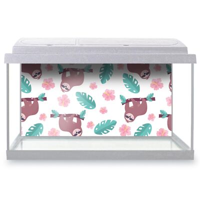 Fish Tank Background Tropical Sloth Pink Flowers Leaves #170905 | eBay