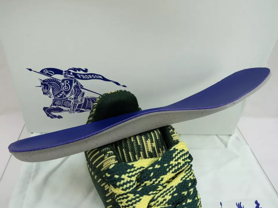 $ 1K NIB BURBERRY BOX GREEN CHECK CANVAS LOGO PLATFORM SNEAKERS 10.5 US ...