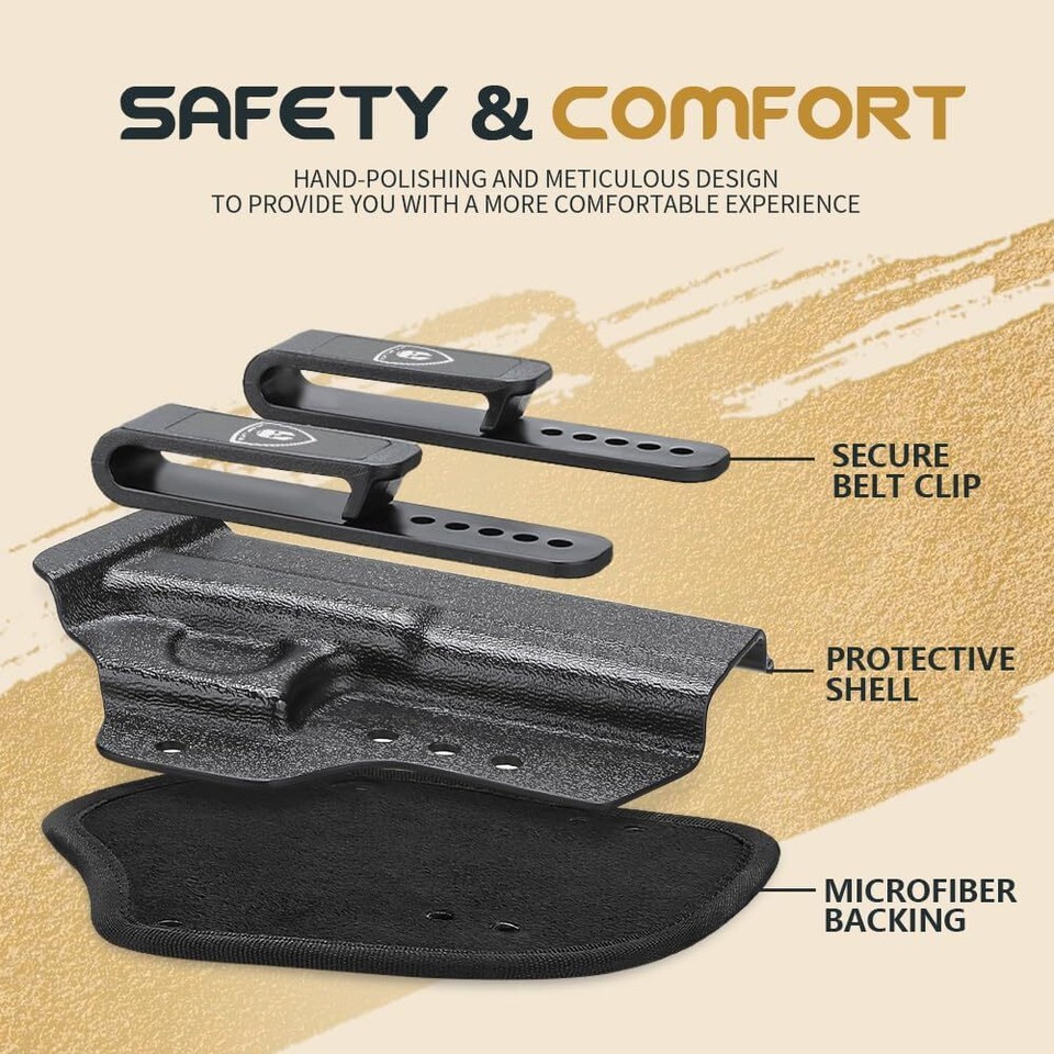 IWB Hybrid Kydex&Nylon Gun Holster for Glock 43/43X/ 43X MOS, Right ...
