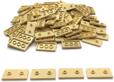 Lego 100 New Tan Plates Modified 2 x 4 w/ 2 Studs Double Jumpers Parts ...