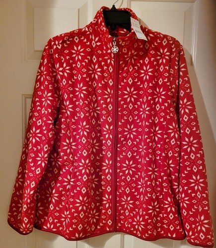 Womens Jason Maxwell Fleece Jacket~Holiday~Red w/White Snowflake~Choice ...