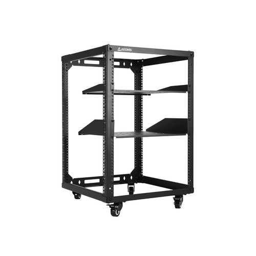 15U Open Frame Network Server Rack 19-inch 4 Post AV Rack with Casters ...