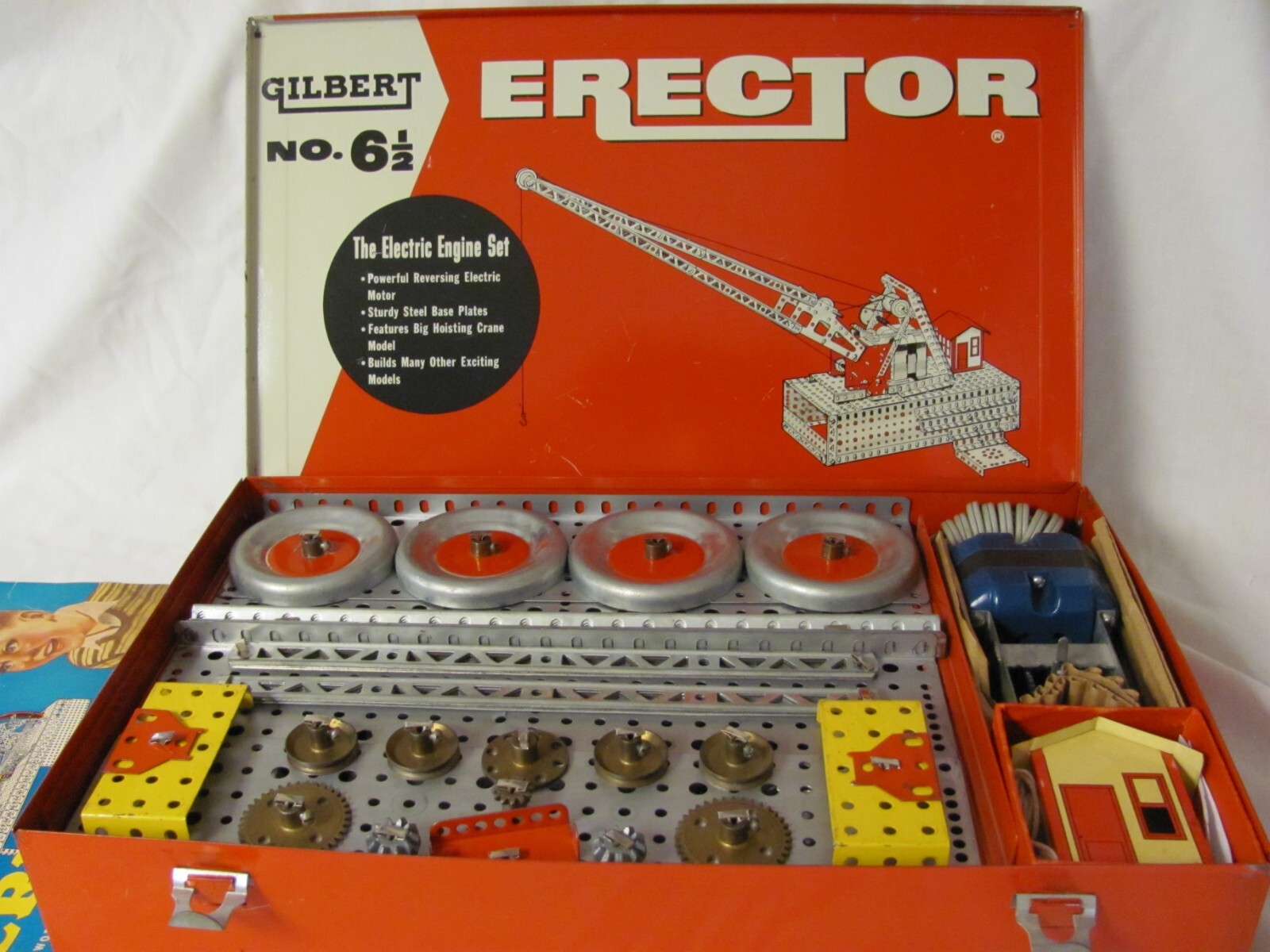 100% COMPLETE 1957 GILBERT ERECTOR SET/6 1/2 ELECTRIC ENGINE SET/GT ...