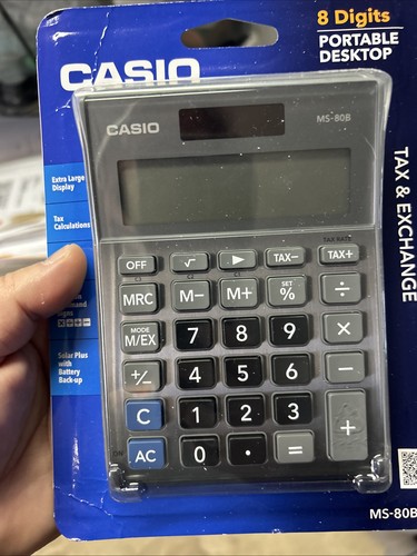 Casio MS-80B 8-Digit Battery & Solar Basic Calculator Silver (MS80B-SR ...