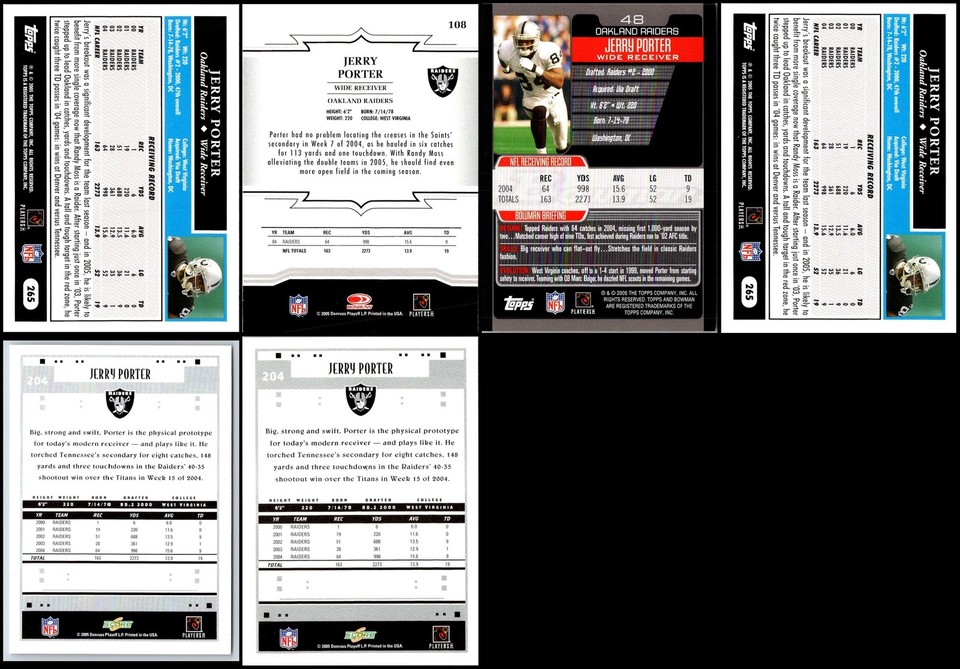 2005 Jerry Porter (6) Card Lot - EXCLUSIVE OFFER – ACT QUICK! | eBay
