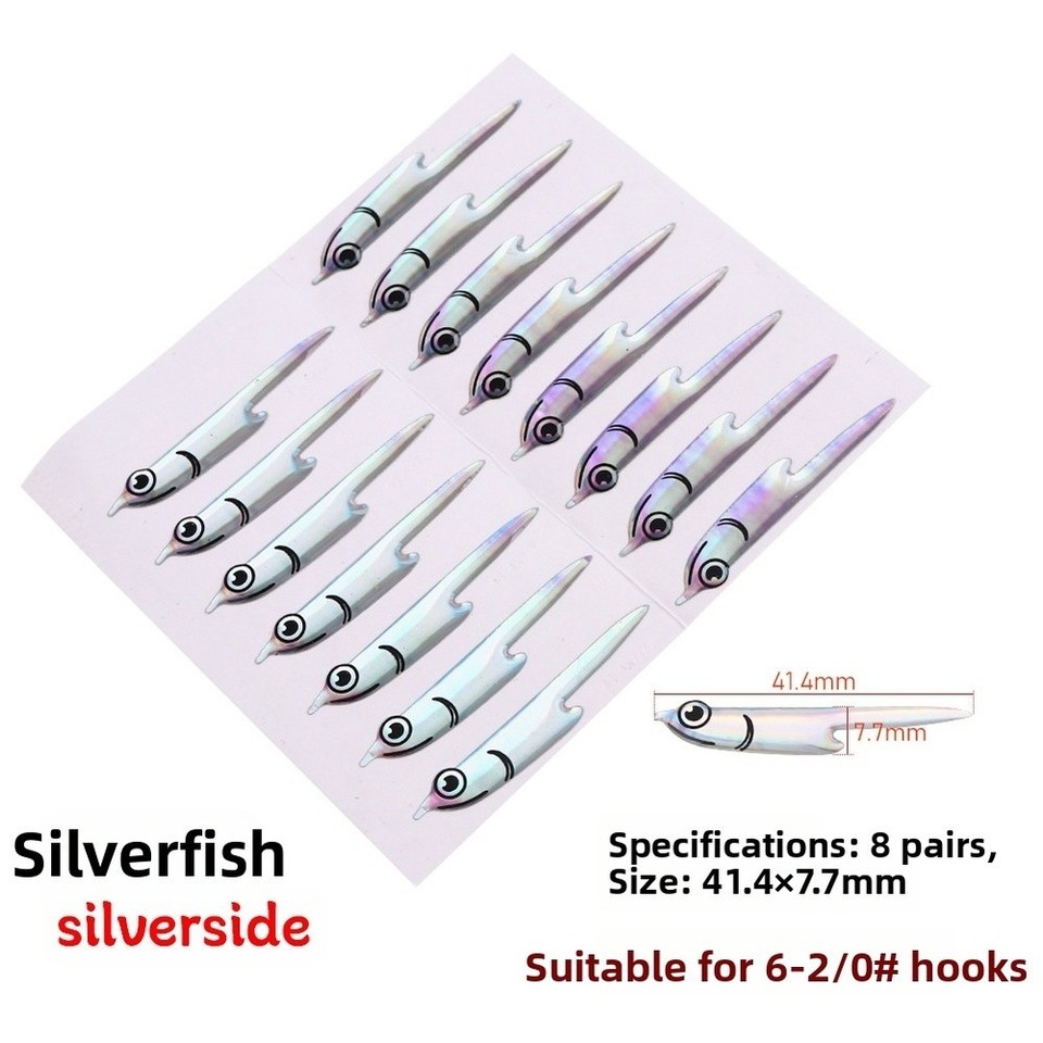 8 Pieces Silverside Fish Skin Imitation Fishing Lure for Ice Flye Foils ...