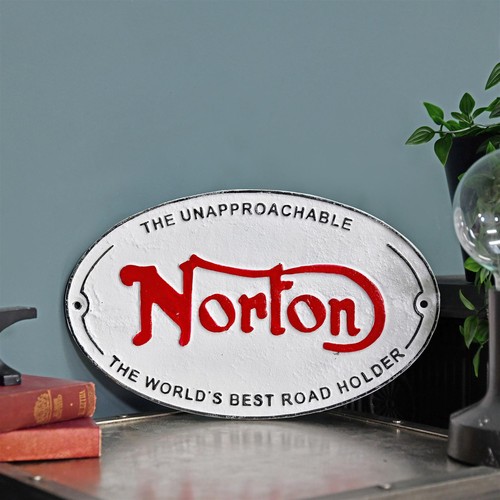 "Norton" Cast Iron Automobilia Reproduction Sign Wall Decor | eBay UK