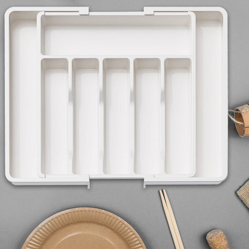 Adjustable Flatware Tableware Organizer with Dividers Cutlery Tray for ...