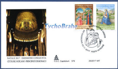 FDC CHRISTMAS 2017 NOËL VATICAN JOINT MONACO First Day Cover NAVIDAD ...