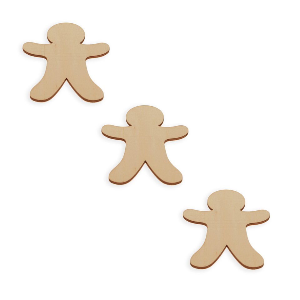3 Men Unfinished Wooden Shapes Craft Cutouts DIY Unpainted 3D Plaques 4 ...