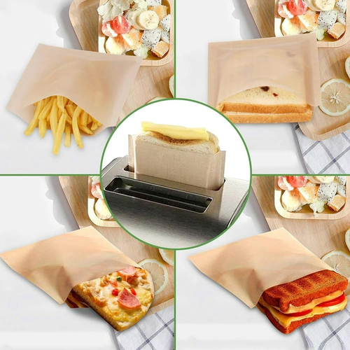 Reusable Sandwich Toastie Pockets Non Stick 100 Uses Toaster Bags Toast ...