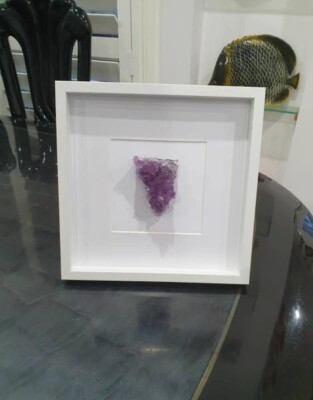 AMETHYST CRYSTAL FRAME ART WHITE PURPLE NEW | eBay