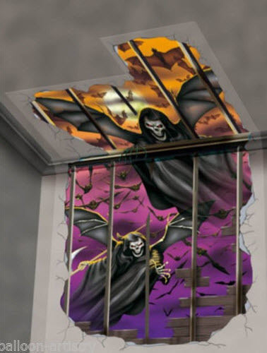 WINGED REAPER Scene Setter Halloween Party wall decoration kit bats ...