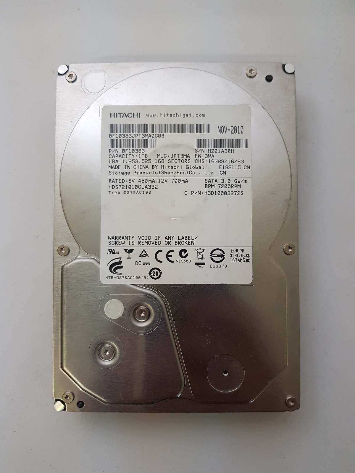 Hitachi Deskstar HDS721010CLA332 1TB 3.5" Desktop Hard Drive SATA | eBay