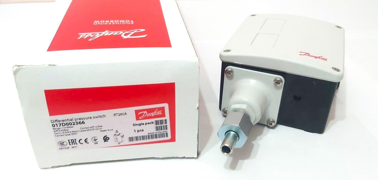 Danfoss 017D002366 Differential Pressure Switch RT260A G3/8 -1/+36bar ...