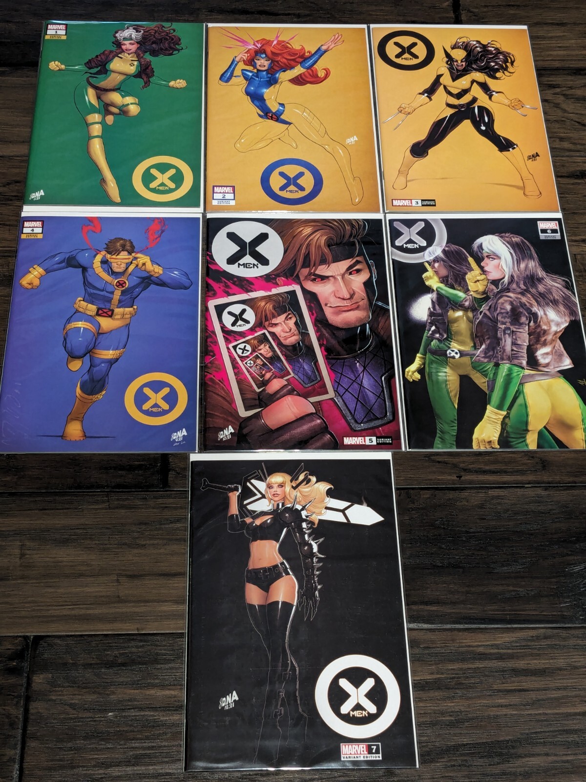 X-MEN 1-7 DAVID NAKAYAMA EXCLUSIVE TRADE VARs NM Cyclops, ROGUE, JEAN ...