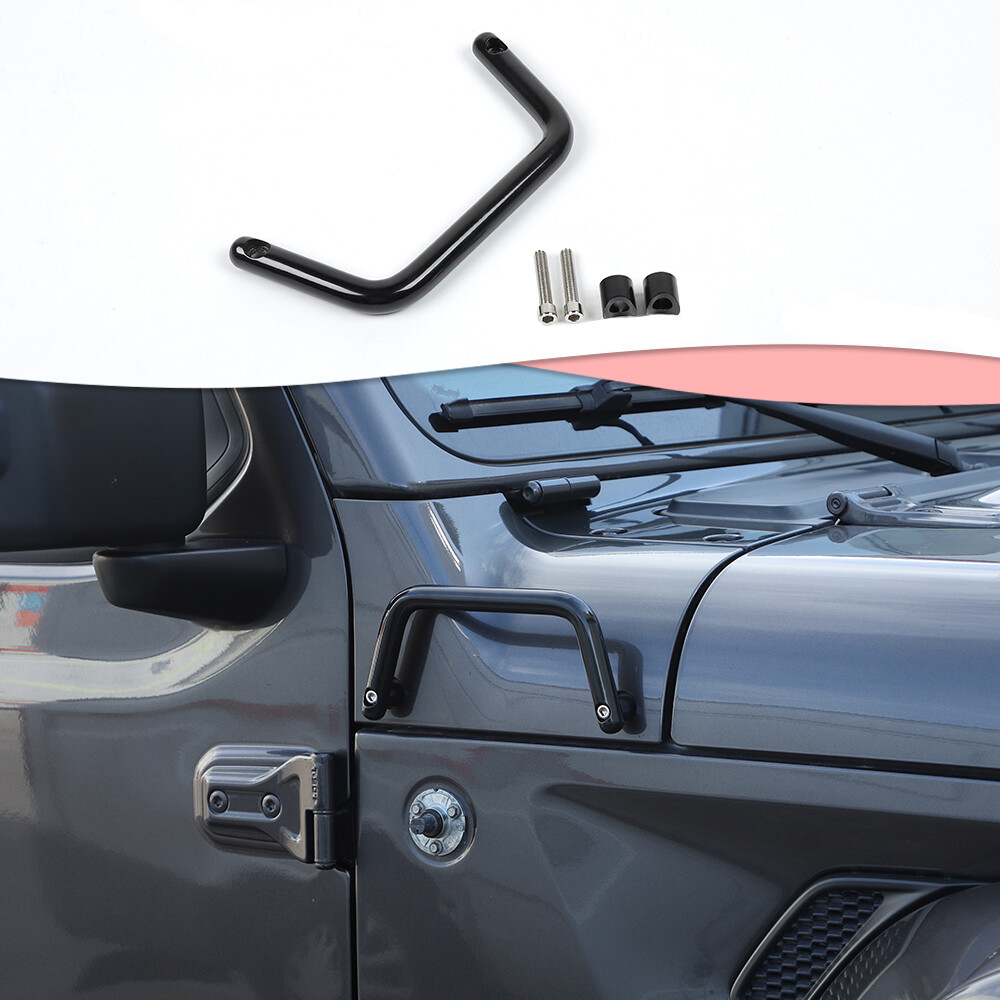 For Jeep Wrangler JL JT 2018+ Front Hood Side Angle Installed Grab ...