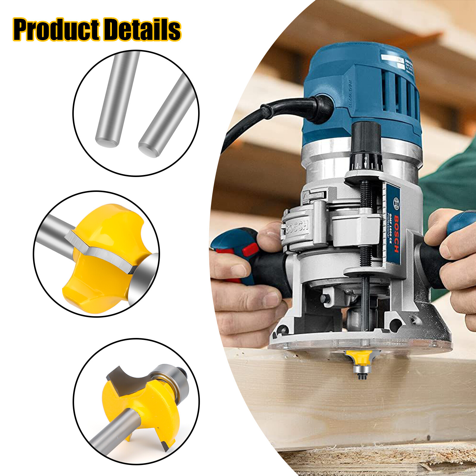 4PCS Round Over Edge Forming Router Bit 1/4" Shank 1/4" 1/8" 3/16" 5/16 ...