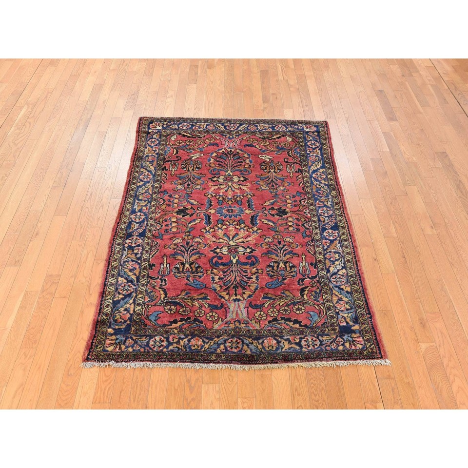 4'10"x6'5" Red Antique Zoroastrian Clean and Soft Wool Hand Knotted Rug ...
