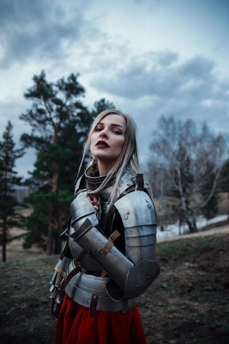 Medieval Metal Lady Armor Costume Easy to Wear Larp Warrior Half armor ...