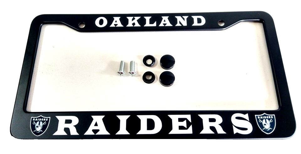 License Plate Frame Black Stainless Steel Vinyl Lettering for RAIDERS ...