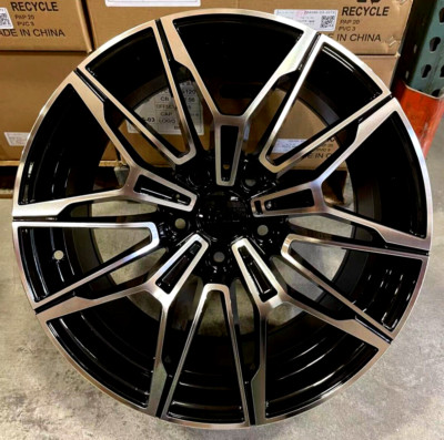 18X8/9" 5X120 BLACK MACHINED FACE GF6 WHEELS RIMS SET FOR BMW E90 E92 ...