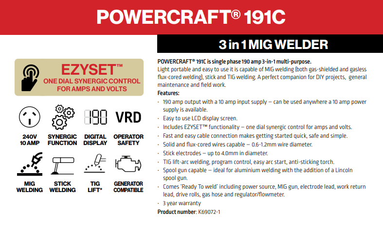 Lincoln Powercraft 191c MIG Welder Lincoln K69072-1 | eBay
