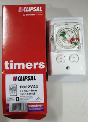 Clipsal Analogue Timer Controls TC32V24 Flush Timer Switch 250V 15A ...