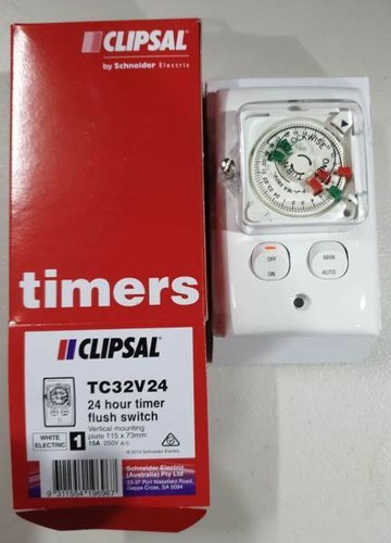 Clipsal Analogue Timer Controls TC32V24 Flush Timer Switch 250V 15A ...