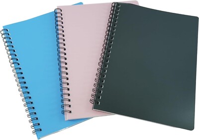 A4 Spiral Notebooks Lined 100 Pages Plastic Cover Office School 1, 2 or ...