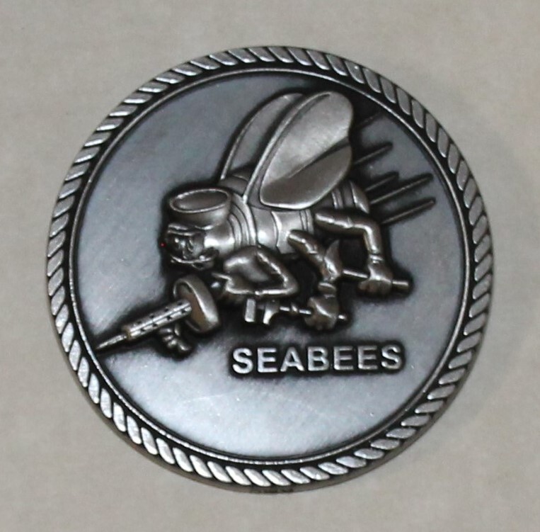 US Navy Seabee CB Equipment Operator EO Antique Silver Tone Navy ...