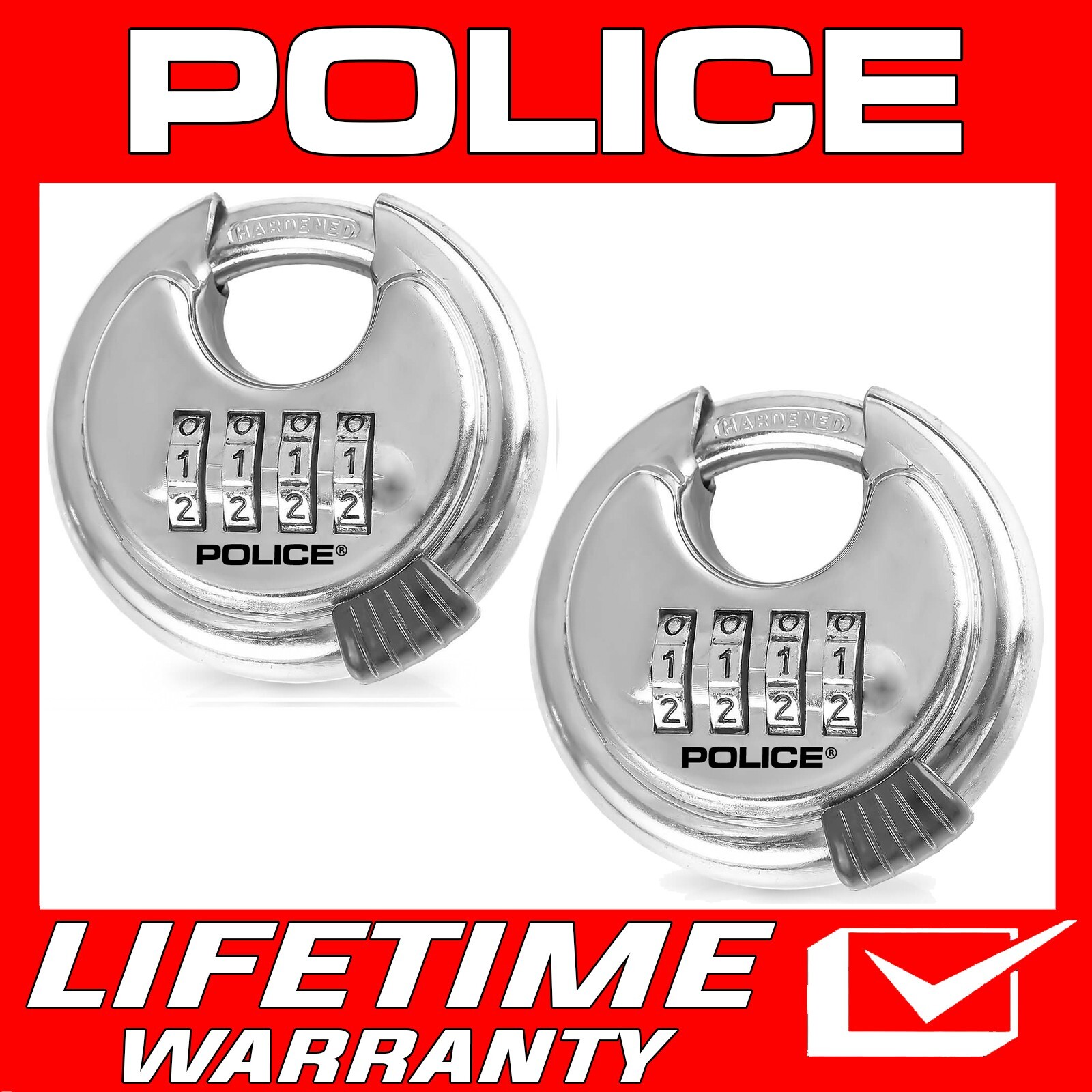 2 PACK POLICE Combination Disc Padlocks for Outdoor Heavy Duty Keyless ...