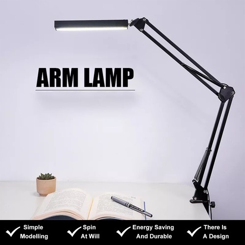 LED Desk Lamp Adjustable Swing Arm Lamp w/Clamp Eye-Caring Reading Desk ...
