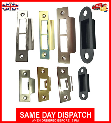 Door Strike Plate Chrome or Brass Long Plates Tubular Mortice Latch ...
