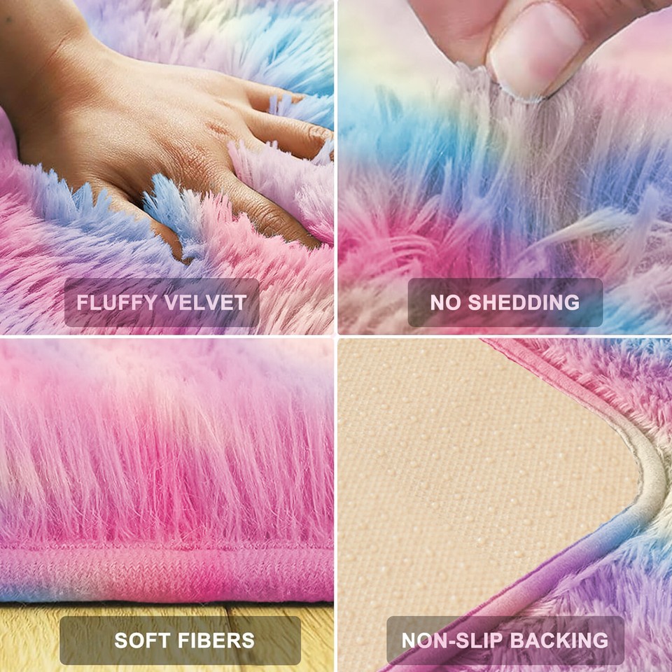 Shaggy Fluffy Area Rug Anti Skid Living Room Bedroom Carpet Ultra Soft ...