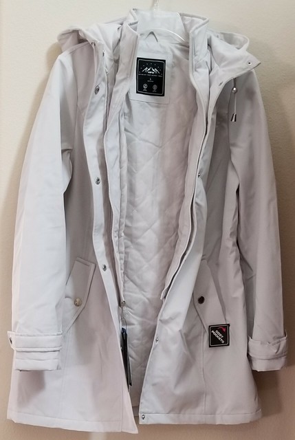 HFX Performance Women's All Weather Trench Coat Jacket Cement Gray L ...