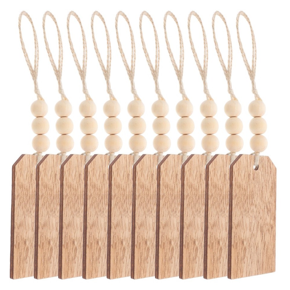 10pcs Wood Stocking Name Tags: Wooden Bead Blank Stocking Name Tags For ...