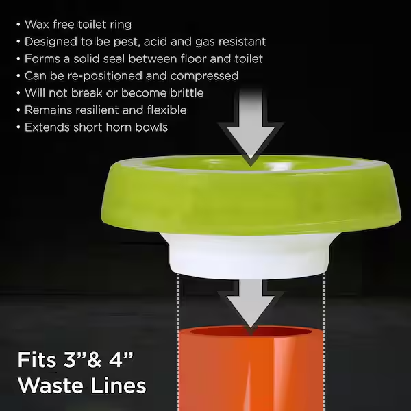 Universal Fit for 3 in. 4 in. Waste Lines Elastic Waxless Toilet Ring ...