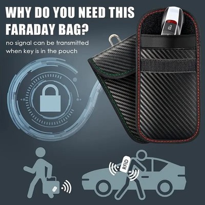 2 x Defender Car Key Signal Blocker Mini Faraday Cage Pouch RFID ...