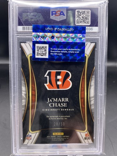 2021 Select Jamarr Chase RC Rookie Signatures Auto Blue Prizm SSP /50 ...