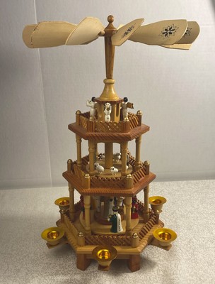 Vintage 18” Christmas Nativity Windmill Carousel Pyramid 3 Tier German ...