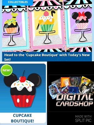 Topps Disney Collect Card Trader Cupcake Boutique Pink Set of 5 NO ...