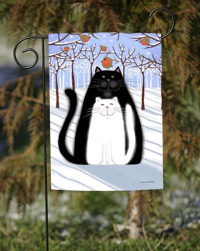 Toland Snow Cats and Birds 12x18 Cute Winter Kitty Cat Bird Garden Flag ...