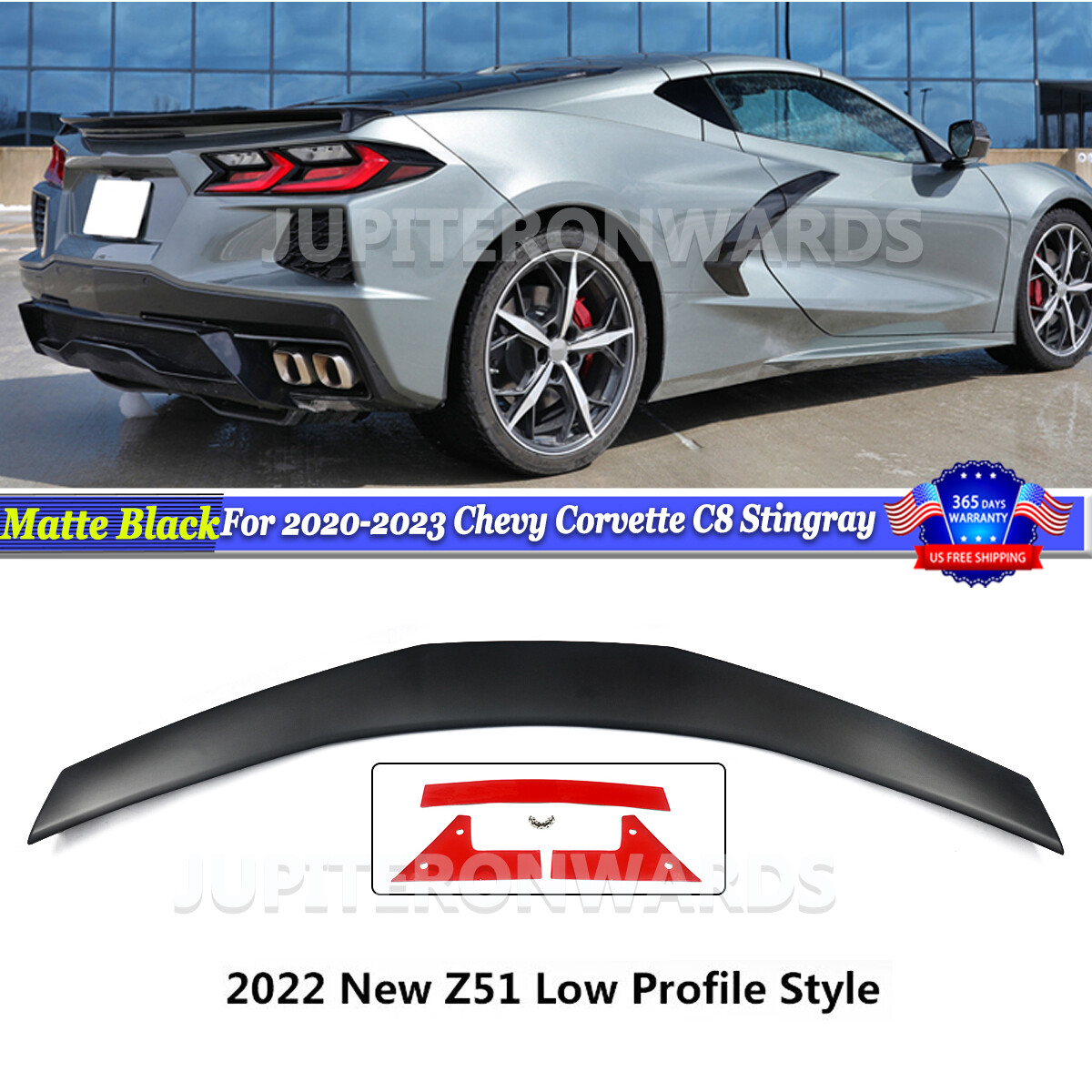 Unpainted Z51 Low Profile Style Rear Spoiler For Corvette C8 Stingray ...