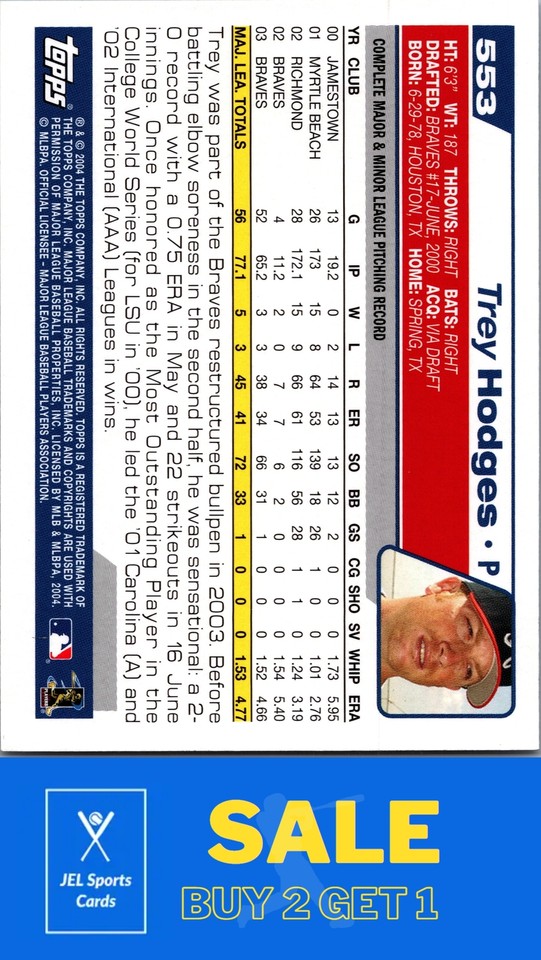 2004 Topps 1st Edition #553 Trey Hodges | eBay