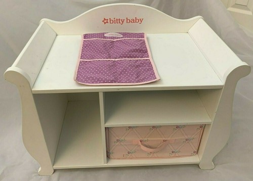 American Girl Bitty Baby 12.5X15X22" White Sleigh Changing Table Bed | eBay